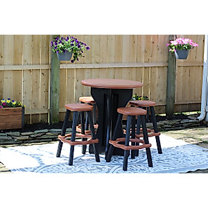 Leisure Accents Patio Table Set with Four Barstools - Black Base with Redwood Accents - Perfect for Patio and Outdoor Spaces. Hardware Free Easy Assembly. Proudly Made in USA
