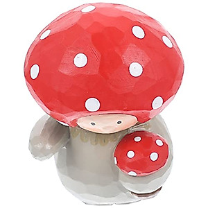 Abaodam Wood Carving Ornaments Wooden Mushroom Figures Mushroom Man Figure Plants Decor Forest Decor Botanical Decor Home Decoration Mushroom Party Decorations Toy Room Mini Basswood