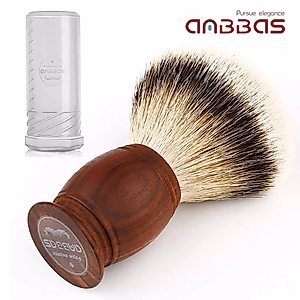 Anbbas 4.9inches Giant Shaving Brush Silvertip Badger Hair Quality Rosewood Handle, Perfect with Shaving Soap Cream, DE Straight Razor for Mens Close Shave