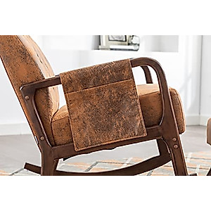 Cimcame Rocking Chair with Ottoman and Headrest Upholstered Nursery Glider Rocker Chair with Thick Padded Cushion High Backrest Accent Lounge Chairs for Living Room Bedroom