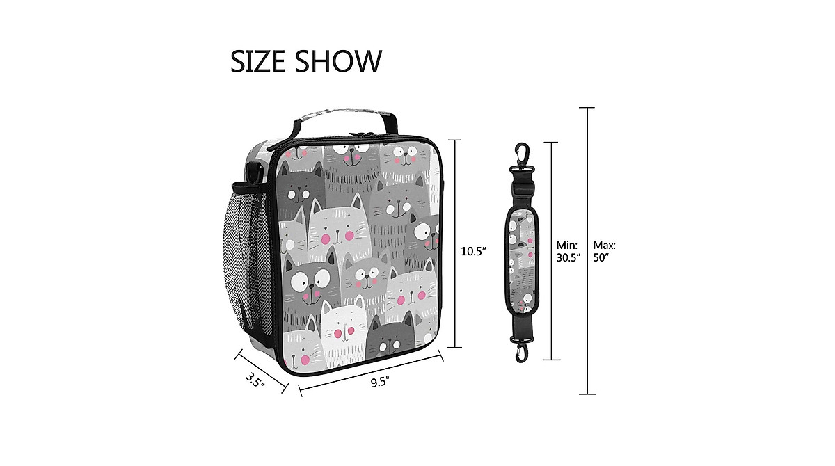 Cat Pattern Lunch Box: Insulated & Stylish Meal Tote