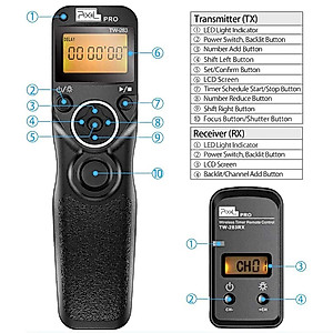Pixel Timer Shutter Release Remote Control TW283-DC2 Remote Release for Nikon Z7 Z7II Z6 Z6II Z5 D5600 D3300 D5000 D5100 D5200 D5300 D5500 D90 D7000 D7100 D7200 D7500 D780 D610 D750 P7700 P7800
