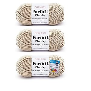 Premier Yarns Parfait Chunky - 3.5 Oz - #6 Super Bulky Weight - 3 Pack Bundle with Bella's Crafts Stitch Markers (Toffee)