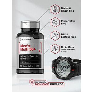 Horbäach Men's Multivitamin 50 Plus | 60 Caplets | Non-GMO & Gluten Free Supplement