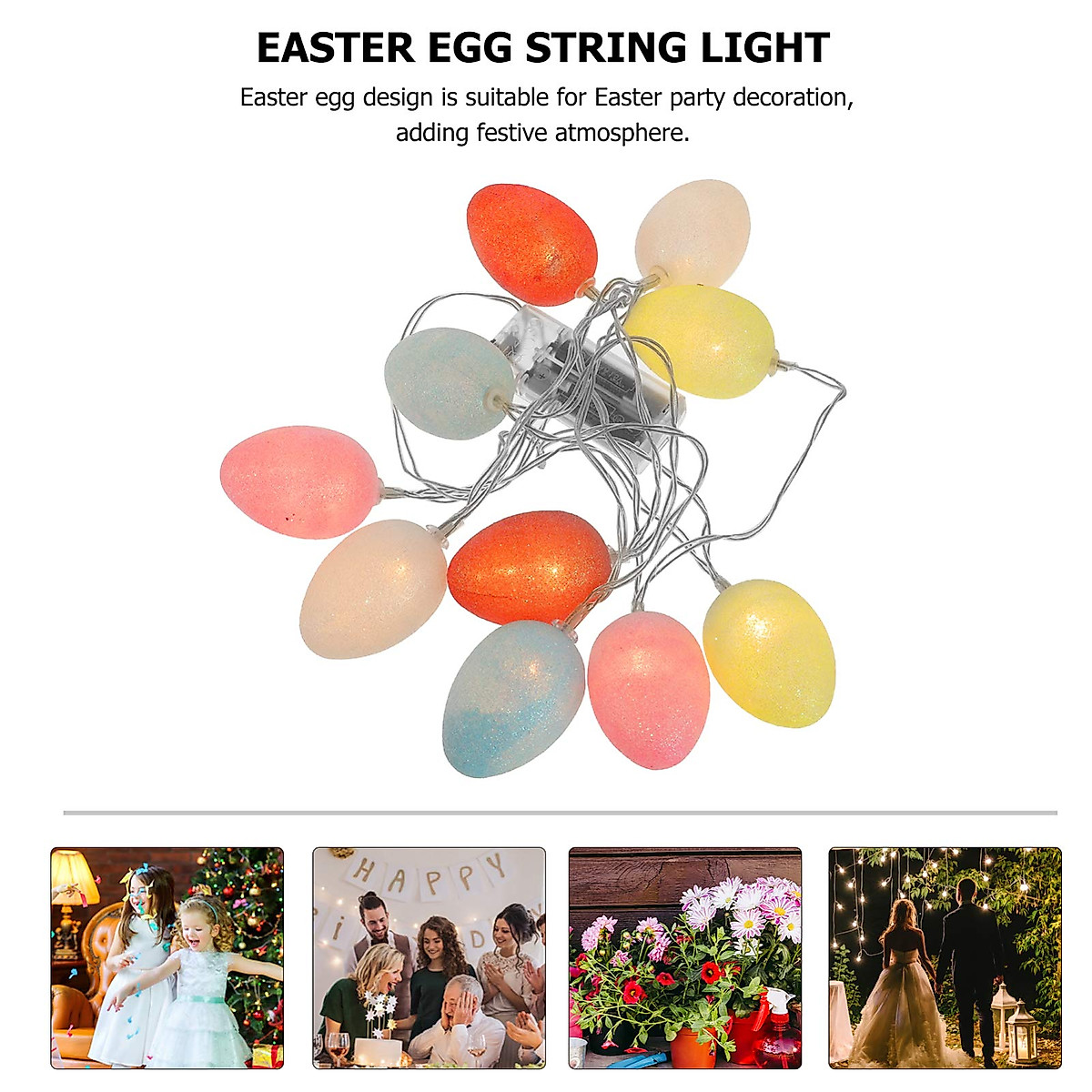 Lurrose 1 Set 10 Easter Egg String Lights Easter Egg Fairy Lights Easter Eggs Pendant Firefly Lights Easter Decoration Lights Easter Outdoor Lights Flashing Lights Soft Lamp Beads