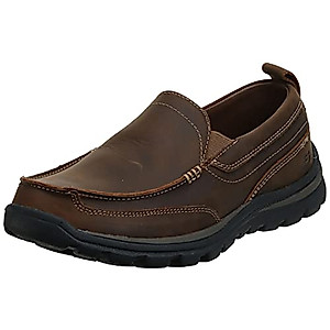 Skechers USA Men's Relaxed Fit Memory Foam Superior Gains Slip-On,15 M US,Dark Brown