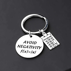 AKTAP Funny Mathematics Gift Avoid Negativity Math Keychain Math Lovers Jewelry Gift for Mathematician Math Student Graduation Gift (Math AVOID Keychain)