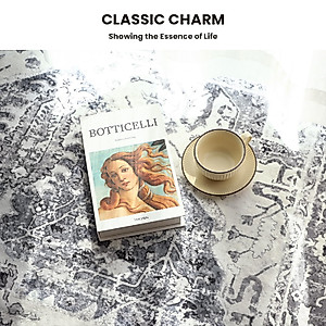 QD-Udreamy Area Rugs for Living Room - 9x12 Area Rugs, Machine Washable Rugs 9x12, Non-Slip, Stain Resistant Soft Boho Vintage Large Carpet Low Pile Thin Rugs for Living Room Bedroom