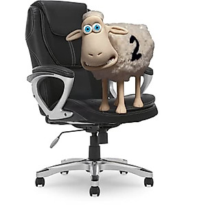 Serta Executive Office Padded Arms, Adjustable Ergonomic Gaming Desk Chair with Lumbar Support, Faux Leather and Mesh, Black