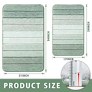 BlissJolly Non Slip Bathroom Rug - Soft and Absorbent Microfibrer Bath Mats for Bathroom, Machine Wash Dry, Plush Shaggy Bath Mat Rugs for Shower, Tub, Floor - 17x24,Green