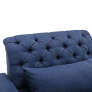 HAUSHECK, 3-in-1 Convertible Adjustable Backrest, Armrest Pocket & Pillow, Single Armchair Sleeping Chairs for Adults, Sleeper Sofa Bed for Living Room Apartment, 40.16''L x 57.09''W x 38.04''H, Navy