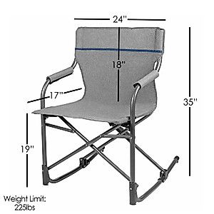 Zenithen Limited Foldable Portable Rocking Director's Chair Perfect for Sporting Events, Outdoor Activities, Camping, Patio Furniture, and Relaxing, Grey