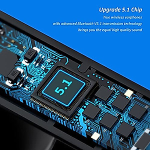 Awker A50 True Wireless Earbuds in Ear Bluetooth 5.1 Earphones Headphones, Touch Control with Charging Case, Built in Mic, Waterproof, TWS HiFi Stereo for Sport (Black)