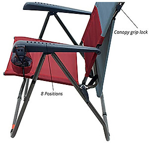 Rio Gear Hi-Boy 17" Extended Seat Height Folding Aluminum Canopy Chair - Charcoal/Oxblood