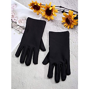 Sumind 3 Pairs Wrist Length Gloves Women Short Satin Gloves Opera Short Gloves for 1920s Wedding Party (Black 2)