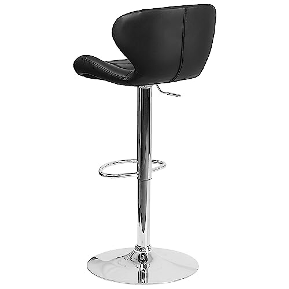 Flash Furniture Contemporary Black Vinyl Adjustable Height Barstool with Curved Back and Chrome Base