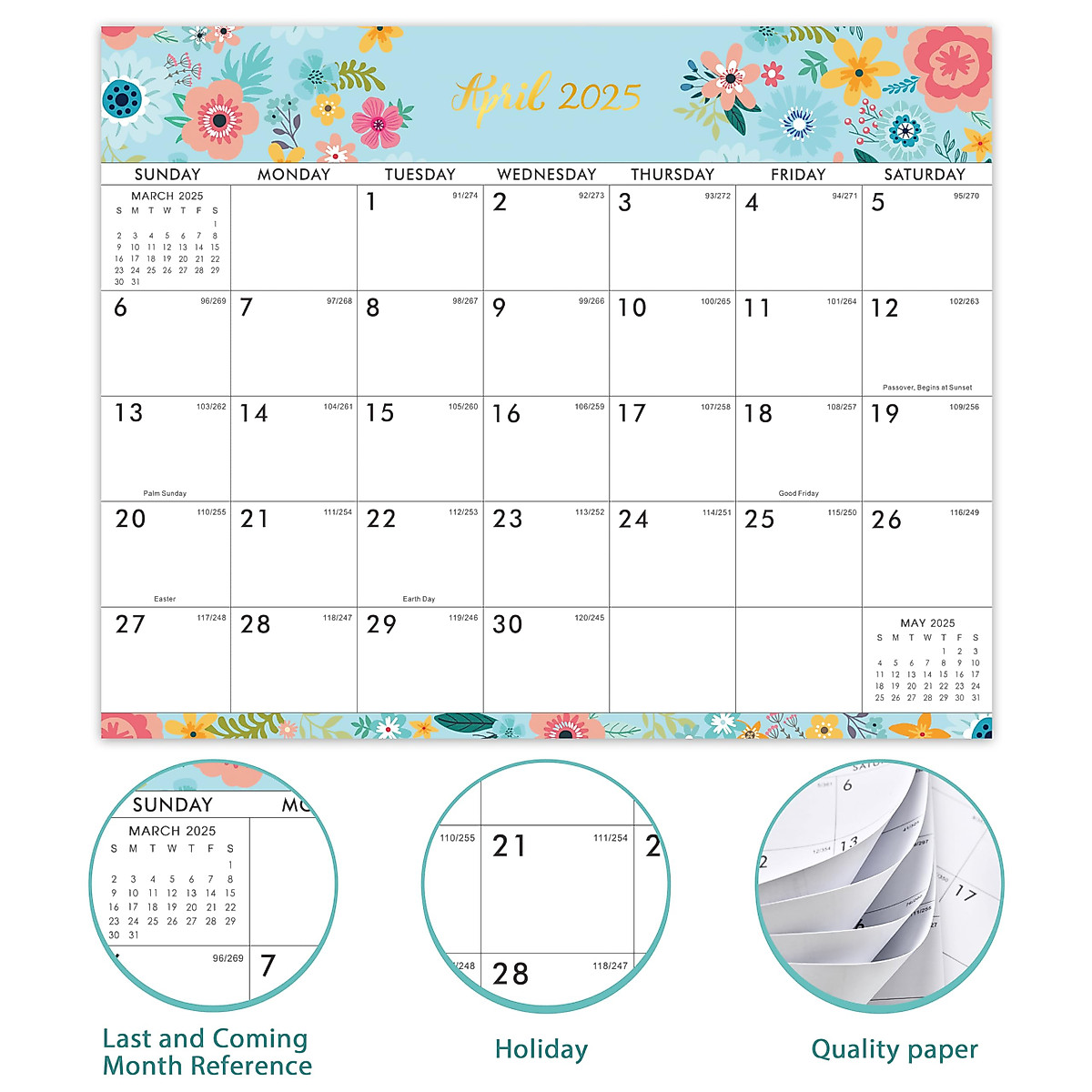 2025 Calendar - Magnetic Calendar for Refrigerator, Magnetic Calendar 2025, Jan.2025 - Dec.2025, 2025 Calendar, 8" × 10", Magnetic Calendar, Julian Dates,Tear-off Pad