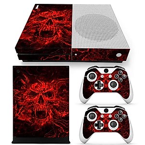 UUShop Protective Vinyl Skin Sticker for Microsoft Xbox One S Slim Red Skull