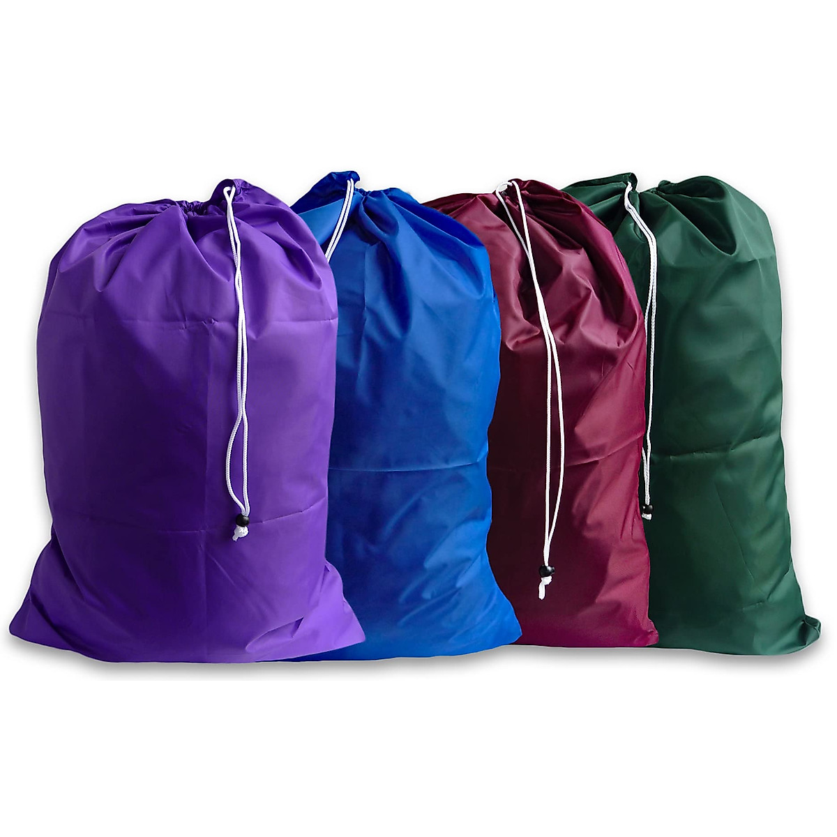 eco2go Large Heavy Duty Nylon Drawstring Laundry Bags in Assorted Colors, (5 Pack) (3040JN-AST-5)