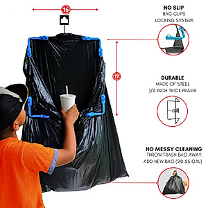 Hanging trash bag holder stand collapsible metal support rack for 20-33 gallon trash bags Portable waste bin for camping leaves laundry storage party picnic and outdoor trash can includes carry bag