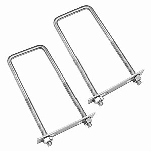 FOCMKEAS 2 Sets 304 Stainless Steel Square U-Bolts 3.15"(80mm) Inner Width, 5.91"(150mm) Length Stainless M10 with Nuts, Frame Plate, Accessories for Automobiles Trailer, Boat Trailer Industrial Parts