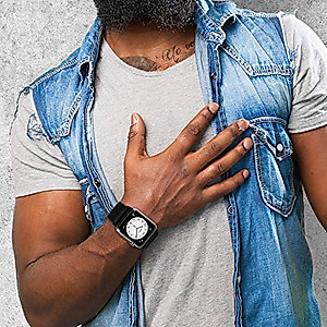 ENJINER Stretchy Nylon Solo Loop Bands Compatible with Apple Watch 38mm 40mm 41mm 42mm 44mm 45mm 49mm Ultra iWatch Series 8 7 SE 6 5 4 3 2 1 Strap, Sport Elastic Braided Women Men No Buckles Clasps Replacement Wristband, Black 42/44/45/49mm M