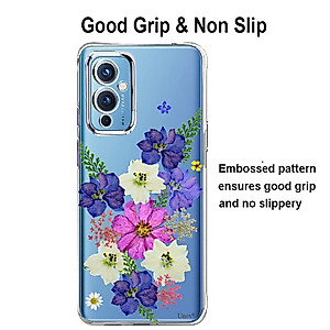 Unov Case Compatible with OnePlus 9 5G Clear with Design Soft TPU Shock Absorption Slim Embossed Pattern Protective Back Cover OnePlus 9 5G Case 6.5 inch (Very Peri Bouquet)
