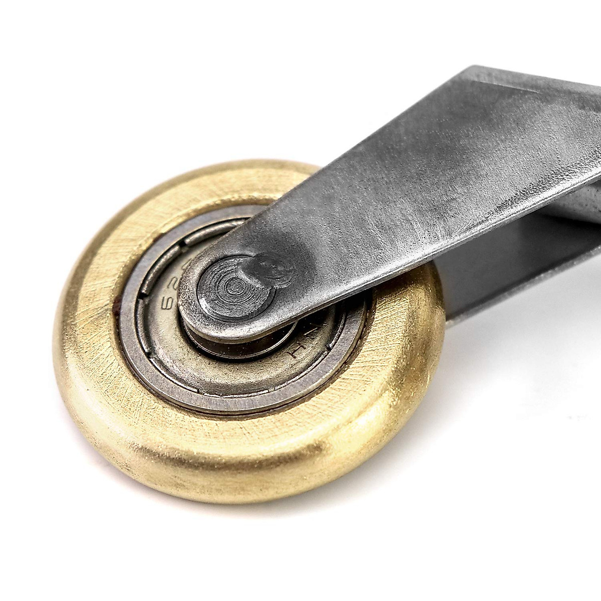 QWORK Brass Seam Roller, Roofing and Vinyl Flooring Detail Roller, with Wood Handle