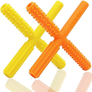 X Hollow Teether Tubes with 3 Different Textures - Teething Toys for Babies 3-6 Months 6-12 Months - BPA Free/Freezer & Refrigirator Safe - Baby Teether for Infants and Toddlers