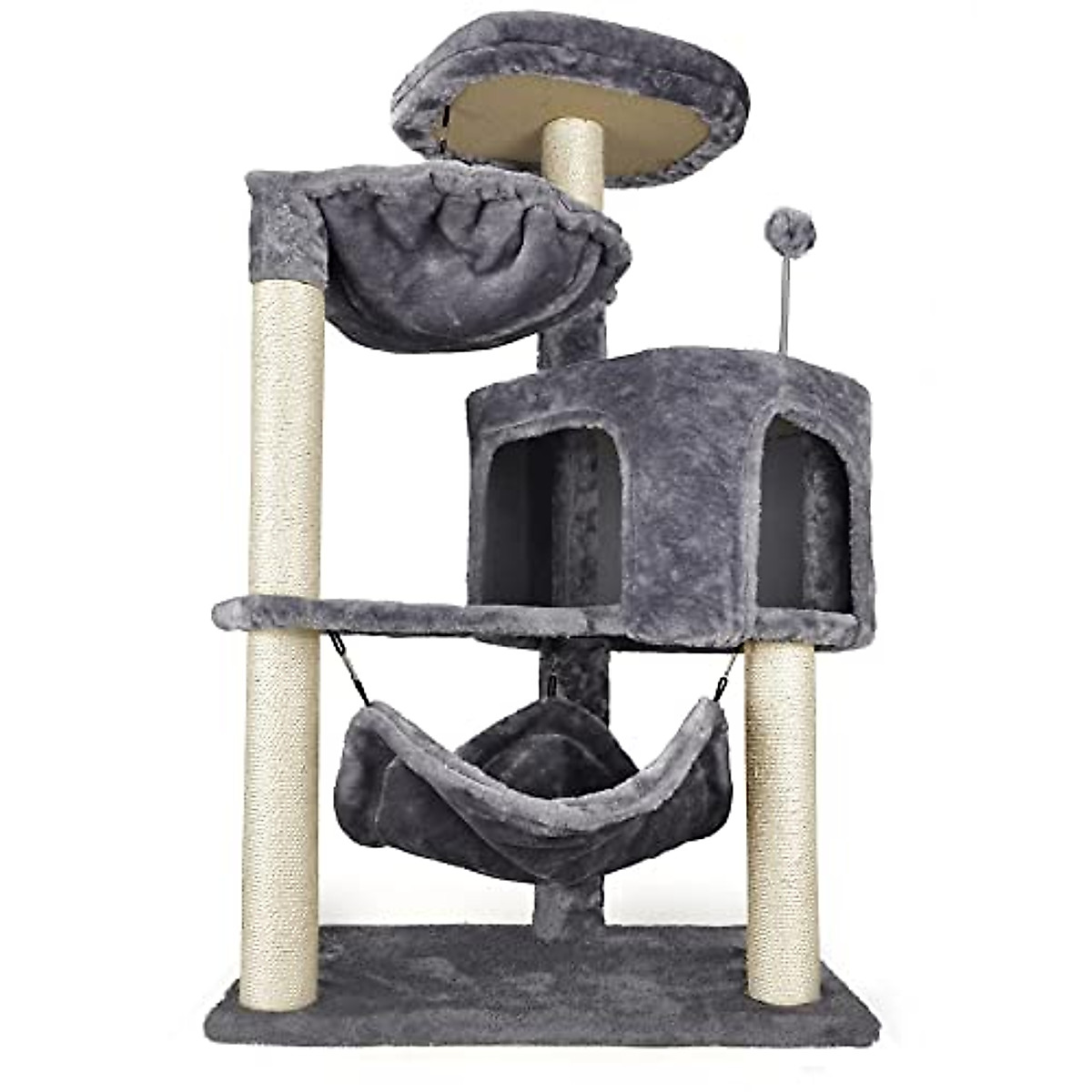 Newest Cat Tree with Cat Condo and Big Hammock，Grey