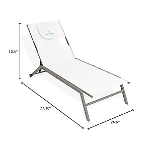 Ostrich Chatham 2 Pieces Patio Chaise Lounges, Patio Lounge Chairs,Facedown Tanning Chair, Patio Chairs, 5-Position Recliner Adjustable Sunbathing Lounge Chair for Patio,Yard, Pool, White & Tan