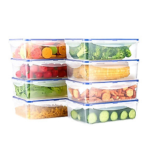 Tauno Plastic Food Storage Containers with Airtight Lids, 7.6 Cup Food Prep Containers for Kitchen and Pantry Organization, Reusable and BPA Free Lunch Boxes, Microwave/Dishwasher/Freezer Safe, 6 Pack