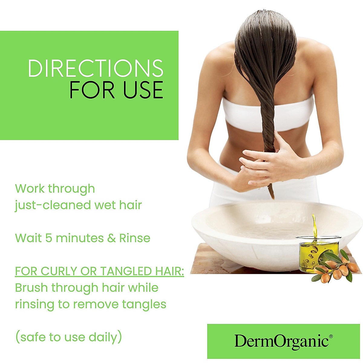 DermOrganic Argan Oil Daily Hydrating Hair Care-Sulfate Free & Color Safe-CONDITIONER 16.9 oz