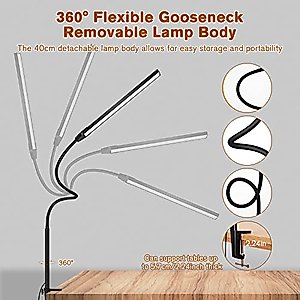 Aedcbaide Desk Lamp for Home Office 108PCS LED Desk Lamp 40CM Head Flexible Gooseneck Desk Light, Eye-Caring Touch Control, 3 Color Modes Stepless Dimmable Brightness Clamp Lamp for Reading Study