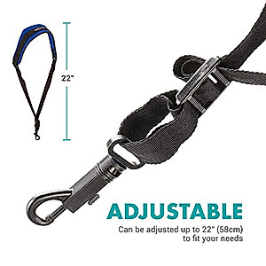 Movo MS-20J-B Music Instrument Neck Strap for Saxophones, Horns, Bass Clarinets, Bassoons, Oboes and More (Blue - Medium Length)