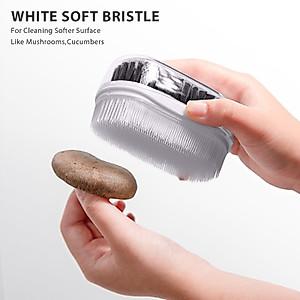 Lumkew Vegetable Brush Scrubber with Soft & Hard Bristle, Mushroom Potato Scrubber Brush with Comfortable Cover, Veggie Fruit Cleaning Brushes, 2Pcs