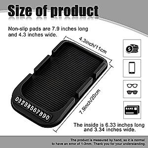 Car Dashboard Cell Phone Holder, Anti-Slip Pad Double-Groove with Number Plate Auto Silicon Tray, Silicone Car Pad Mat for Various Dashboards,Phone GPS Keychains Sunglasses Mat