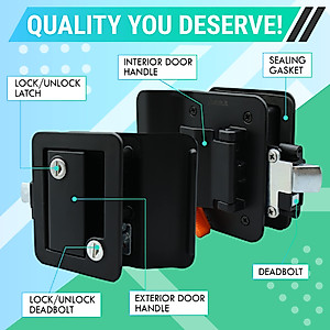 LATCH.IT Black RV Door Lock Replacement | RV Door Locks | RV Door Handle w/ 4 Keys | Camper Door Lock | Trailer Door Lock | Camper Lock Replacement | Camper Door Latch only Fits 2.75"x3.75" Lock Hole