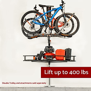 TOP SHELF Motorized Overhead Garage Storage System - Electric Lift Storage Rack Compatible with 2” Hitch-Mounted Attachments - Cargo Carrier, Kayak & SUP Storage, Bike Storage The Lift 400-12ft