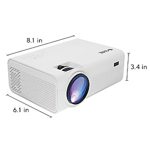 Core Innovations 150" LCD Home Theater Mini Projector, Adjustable Size, Built in Speakers, Compatible with TV Stick, Smartphone, Gaming Consoles, DVD Player, USB, (White)