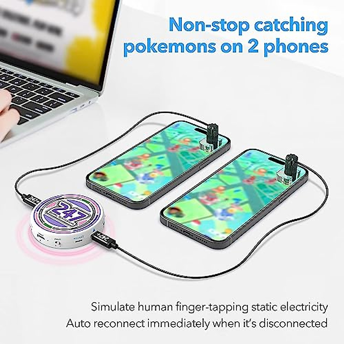 Mcbazel PhotoFast 247 Dual Auto Catcher with Auto-tap, Auto Reconnect, Over 1-Hour Connection Function Compatible with iOS & Android