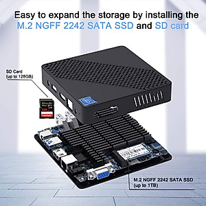 MINISFORUM N40 Mini PC UHD 4K@60Hz Celeron N4020(up to 2.8GHz) Fanless Mini Computer, DDR4 4GB+64GB eMMC, DIY SSD, Dual Band WiFi, HDMI&VGA Desktop Mini Computer