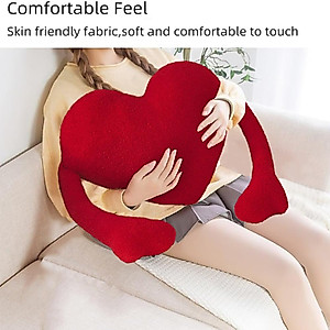 Gujuja Heart Shape Decor Pillows Plush Heart Throw Pillows Cushion Sofa Window Cushion Valentine's Day Gift,19.6 * 15.7 Inches (Red)