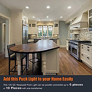 Facon 4.5Inch LED 12V RV Puck Light, Full Aluminum Recessed Mount Down Light, DLFST4-008, 12Volts Interior Light for RV Motor-Homes Camper Caravan Trailer Boat (3400K Warm White Light)