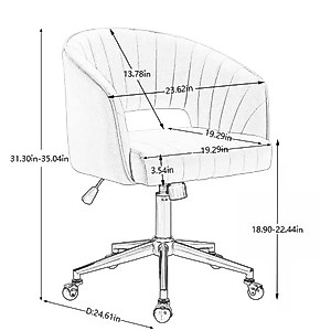 Home Office Chair Swivel Velvet Desk Chair Accent Armchair Upholstered Modern Tufted Chairs with Gold Base for Girls Women Ergonomic Study Seat Computer Task Stools for Living Room(Cream)