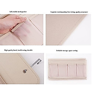 OKUZIEKY Closet Hanging Organizer Pocket Bag Bra Socks Organizers Pockets Cosmetic Storage for Bedroom Wall Desk Heavy Duty (Beige, 2 Layer)