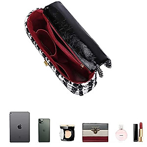 AyTotoro Women Houndstooth Purse and Handbag Ladies Fashion Shoulder Bag PU Leather Woolen Cloth Crossbody Bag Satchel (Black)