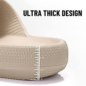 Beslip Cloud Sides for Women with Adjustable Buckles Soft Pillow Sandals Slipper Shower Shoes,Khiki Women Size 12