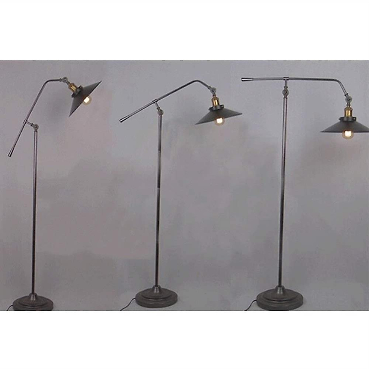 Reading Lights Floor Standing Floor Lamp Retro Industrial Style Wrought Iron Long Arm Long Pole Fishing Rocker Arm Used in Loft Living Room Bedside Bedroom Rustic Lamp (Color : Brown)