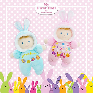 June Garden 9" My First Doll Olivia - Soft Plush Bunny Baby Doll - Easter Gift for Infants and Toddlers